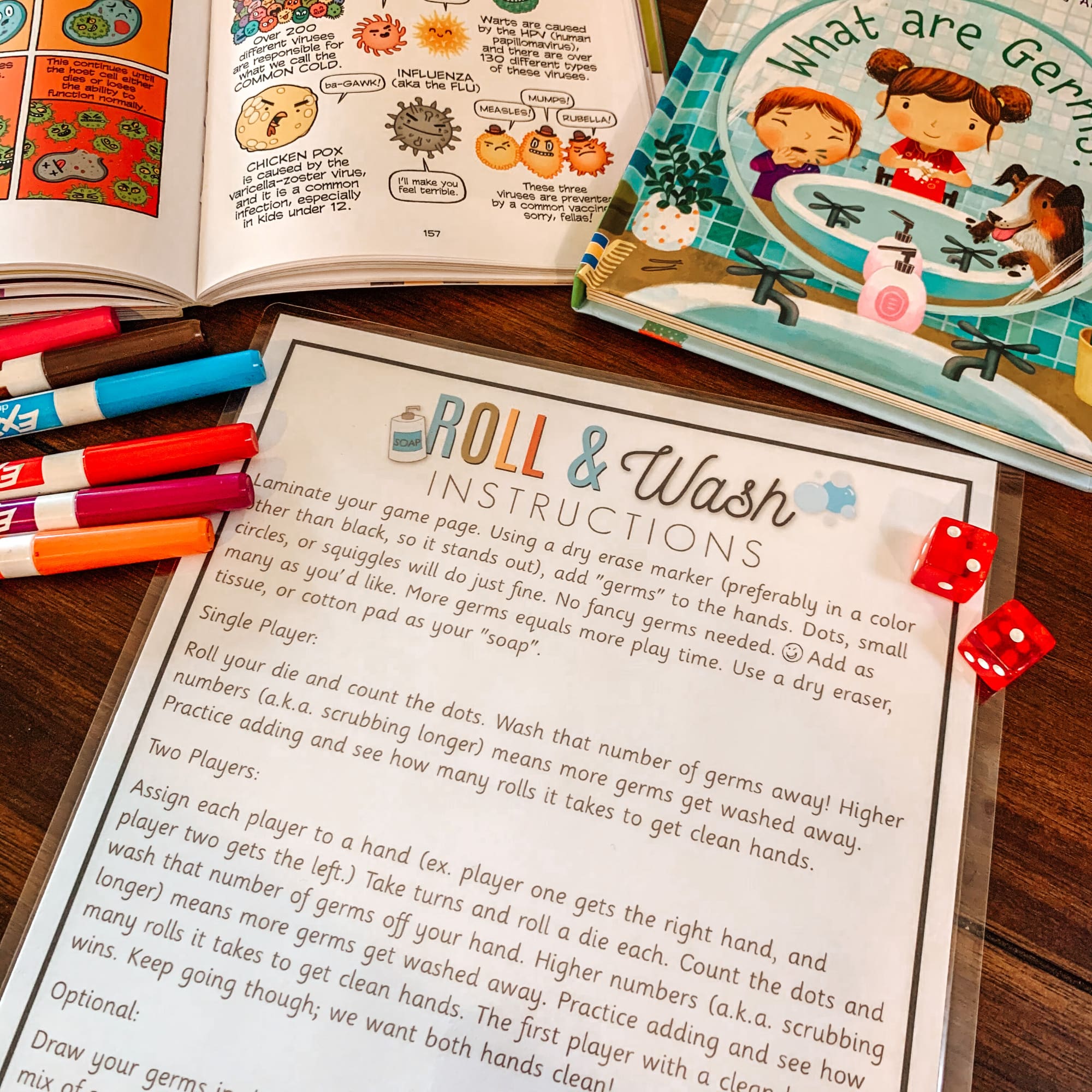 Hand Washing Dice Game | FREE Printable - Arrows & Applesauce
